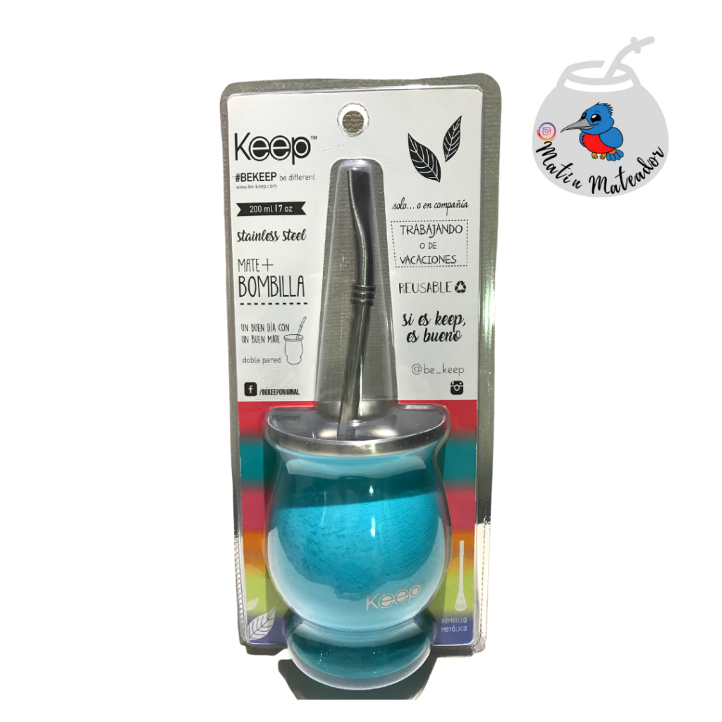 Mate Keep con bombilla, 200 ml – Celeste – MatínMateador